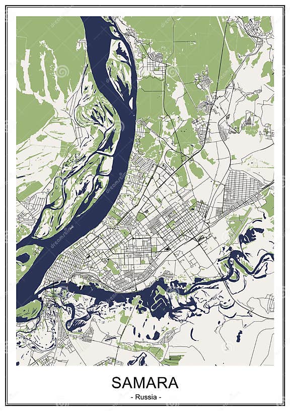 Map of the City of Samara, Russia Stock Illustration - Illustration of ...