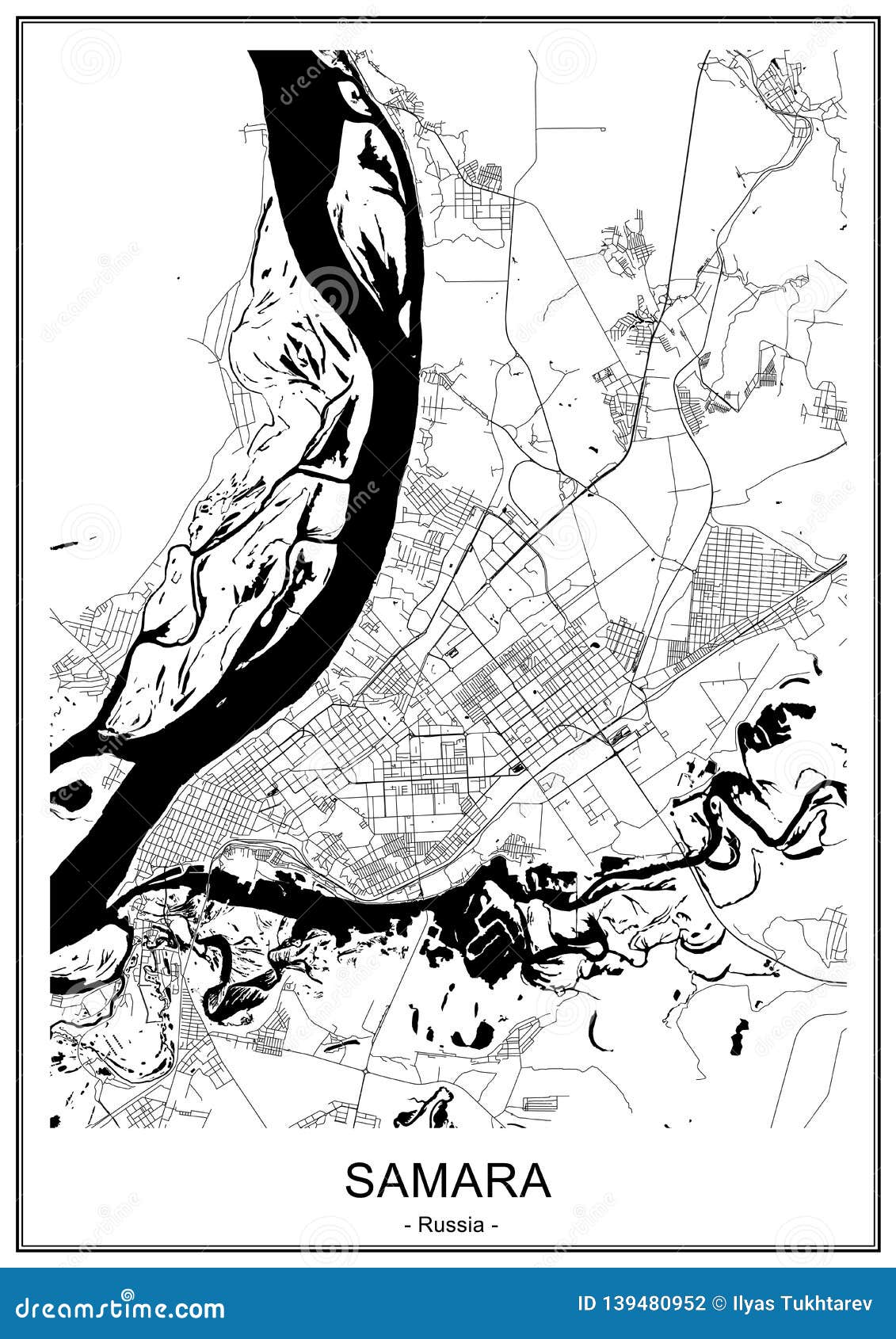 Map of the City of Samara, Russia Stock Illustration - Illustration of ...