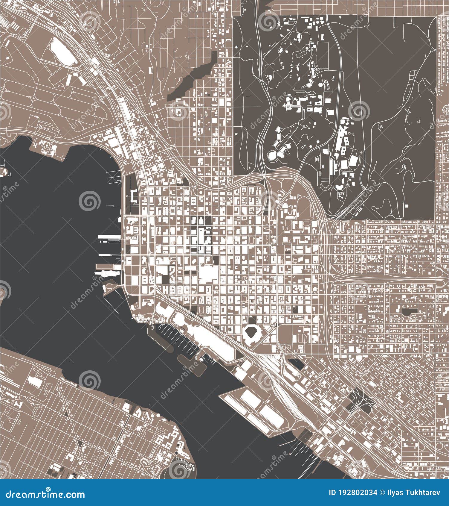 Map of the City of San Diego, California, USA Stock Vector ...