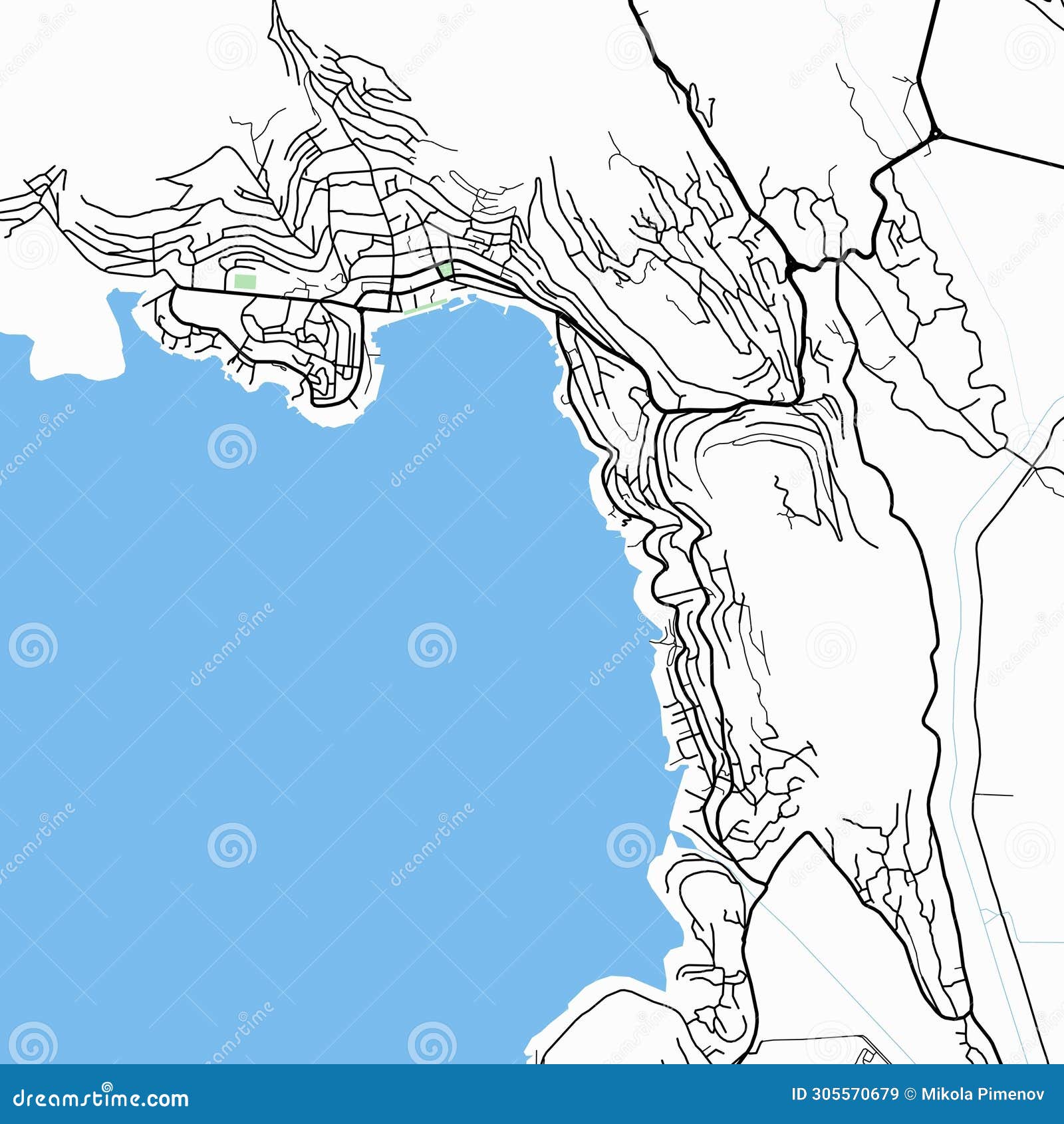 Map of the City of Sarande. Stock Illustration - Illustration of font ...