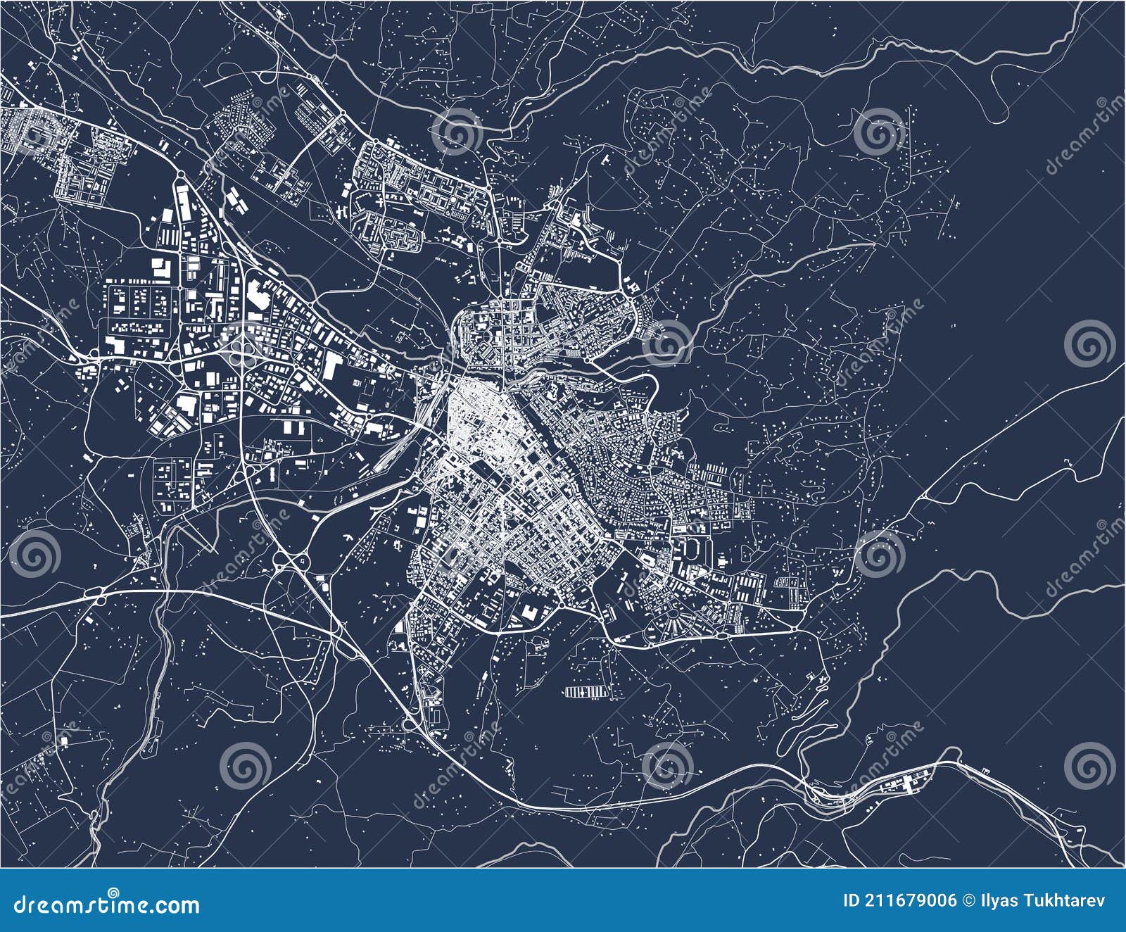 Map of the City of Sassari, Italy Stock Vector - Illustration of park ...