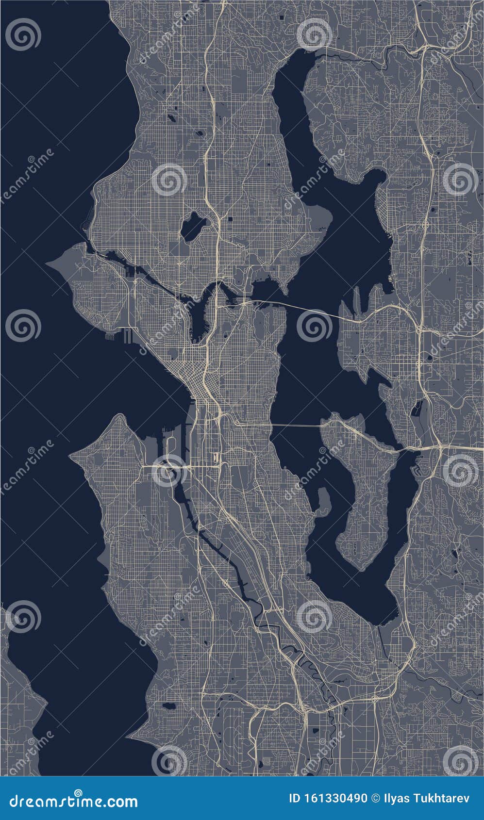 Map of the City of Seattle, Washington, USA Stock Vector - Illustration ...