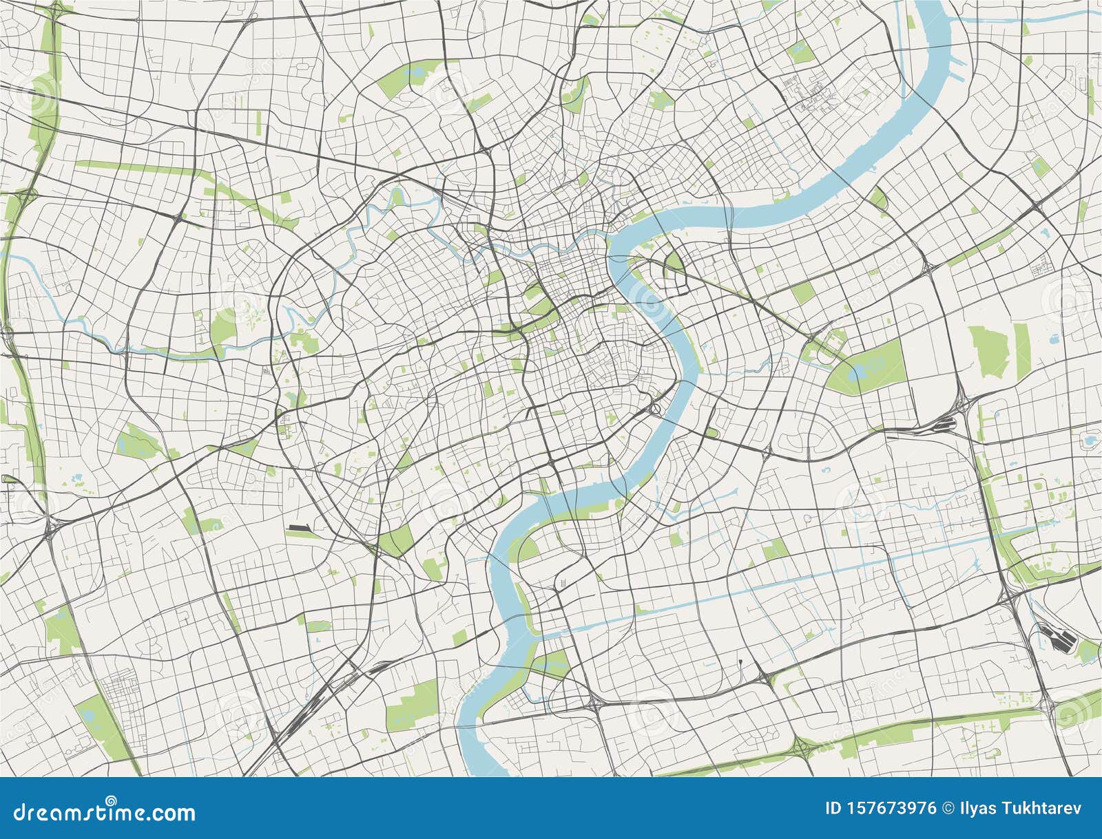 Map of the City of Shanghai, China Stock Illustration - Illustration of ...