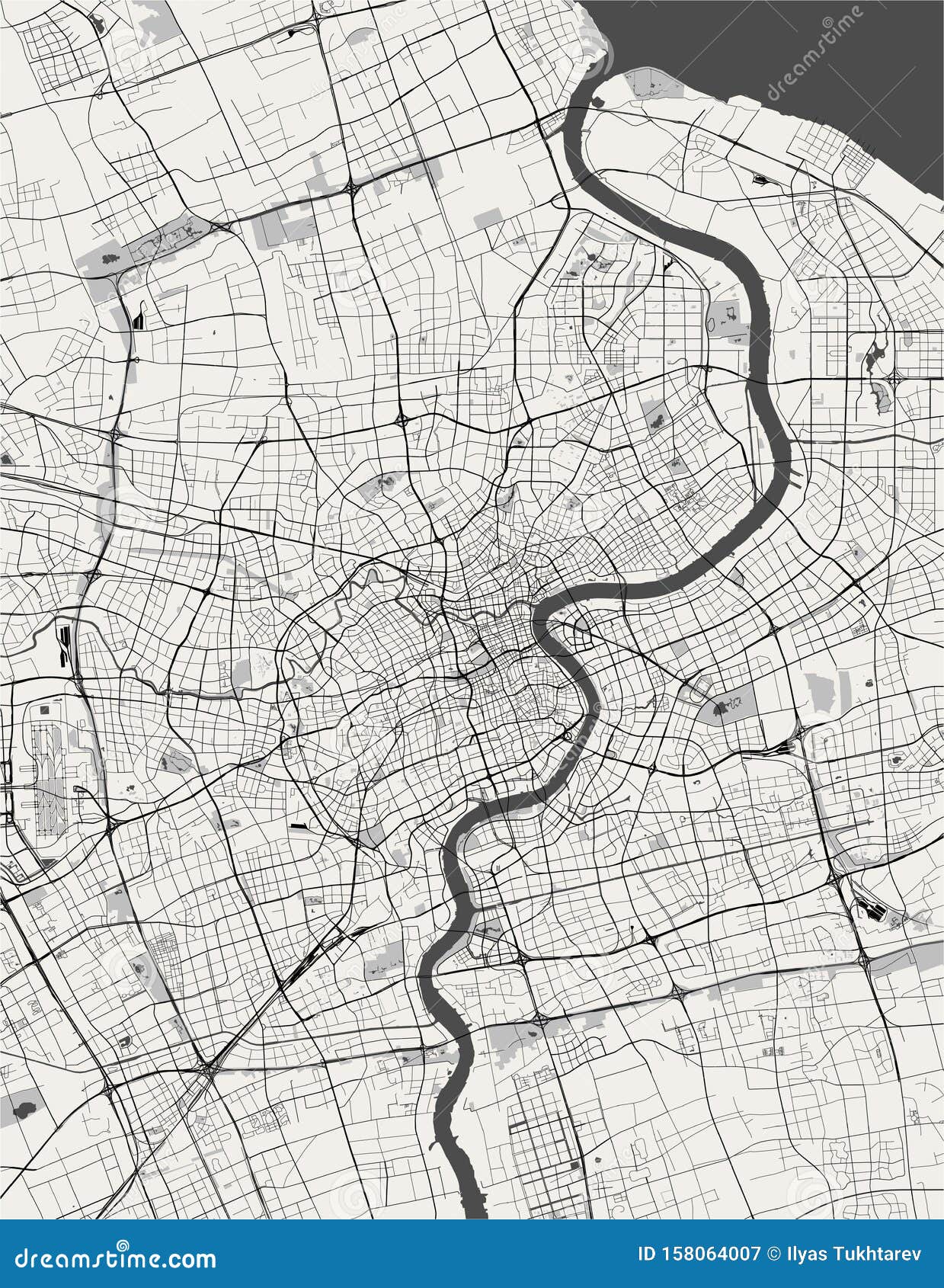 Map of the City of Shanghai, China Stock Vector - Illustration of ...