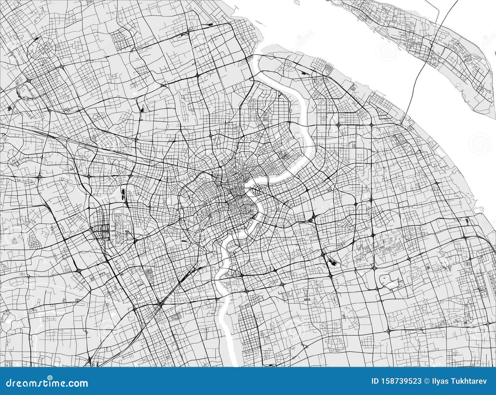 Map of the City of Shanghai, China Stock Illustration - Illustration of ...