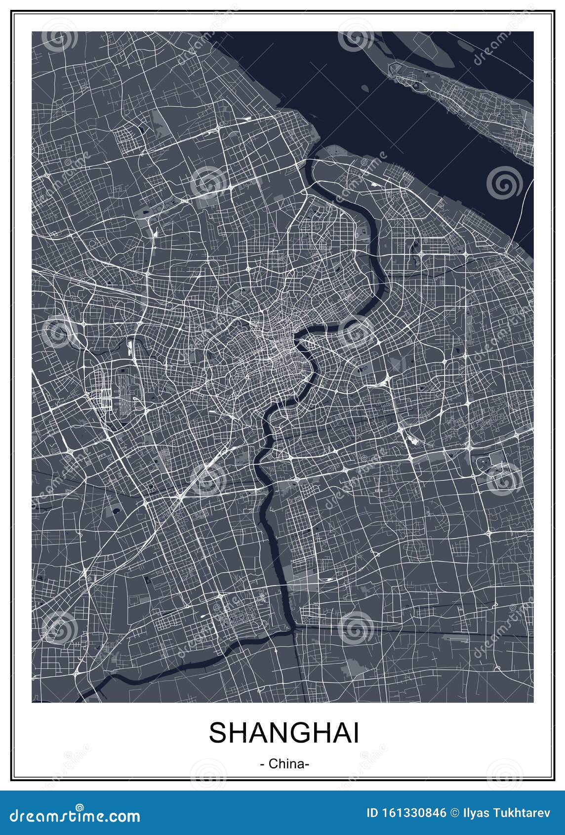 Map of the City of Shanghai, China Stock Vector - Illustration of plan ...
