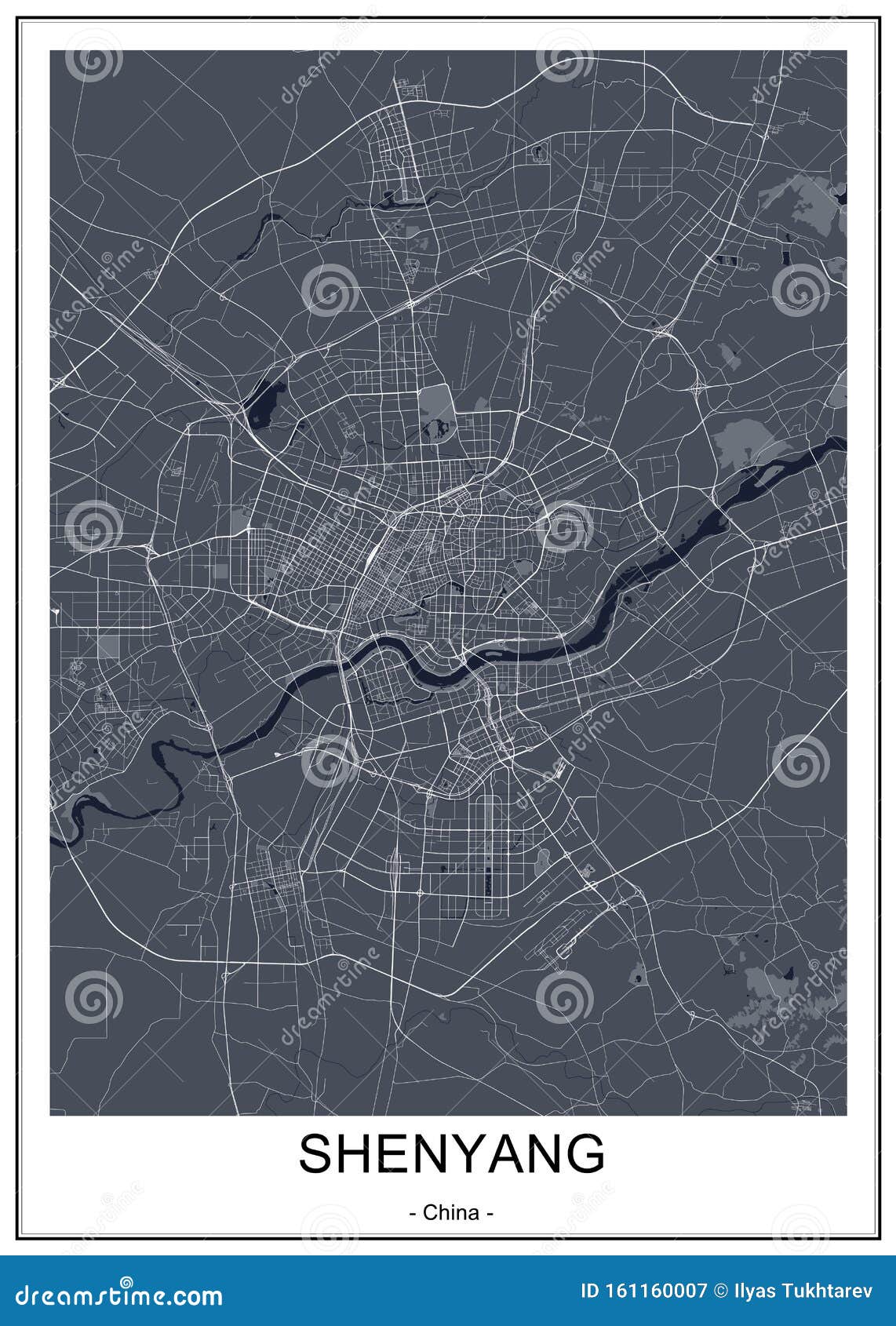 Map of the City of Shenyang, China Stock Vector - Illustration of park ...