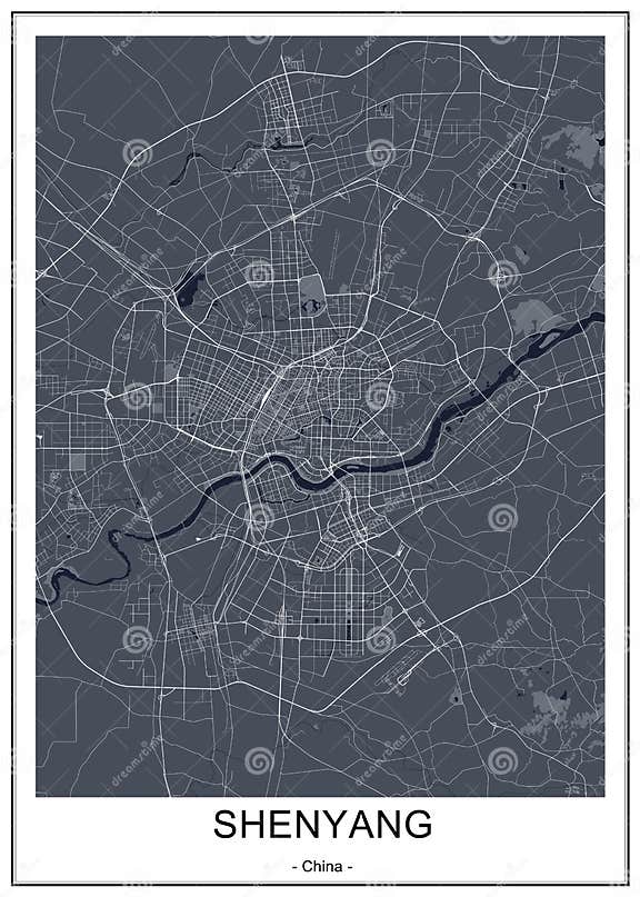 Map of the City of Shenyang, China Stock Vector - Illustration of park ...