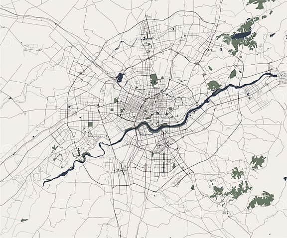 Map of the City of Shenyang, China Stock Illustration - Illustration of ...