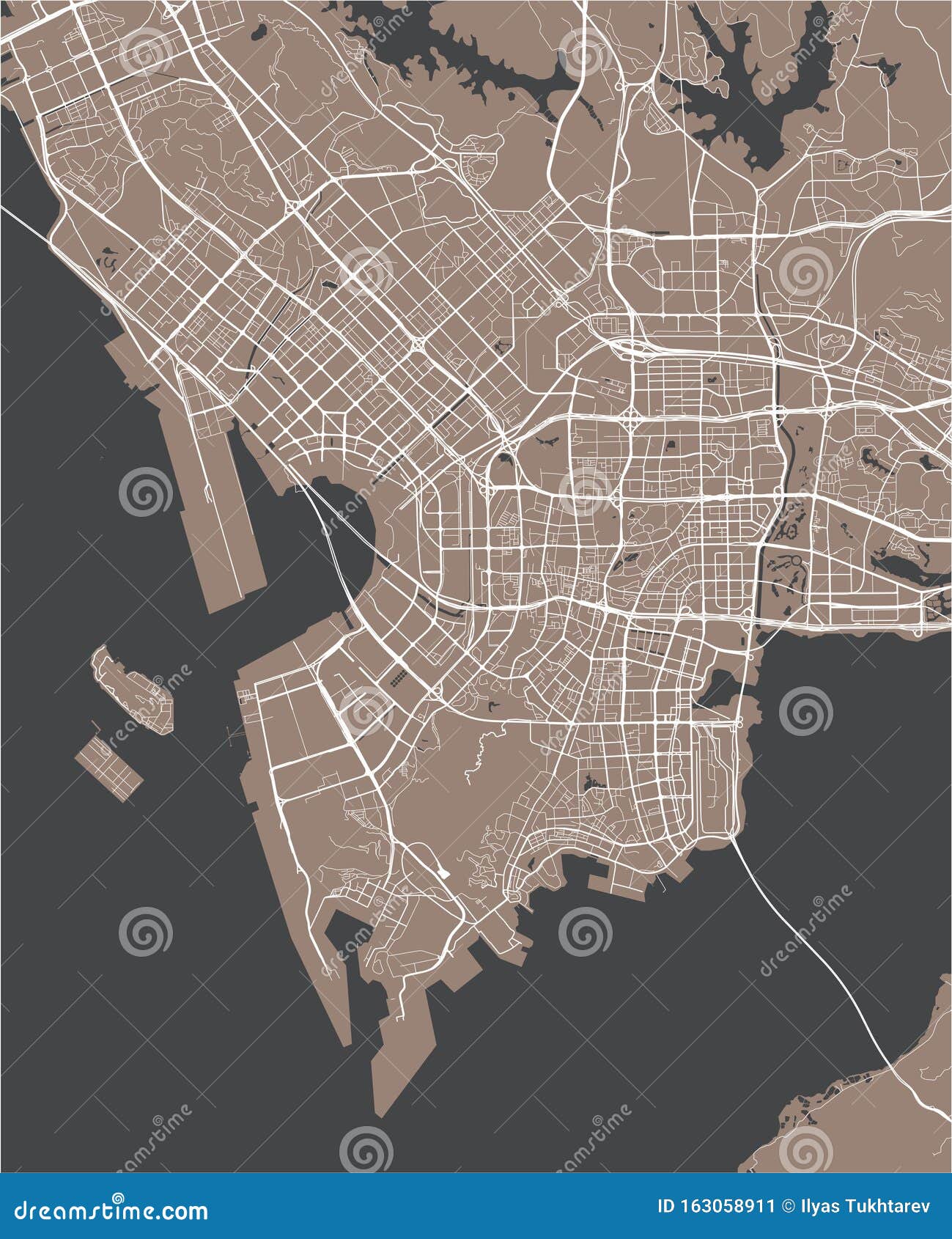 Map of the City of Shenzhen, China Stock Illustration - Illustration of ...