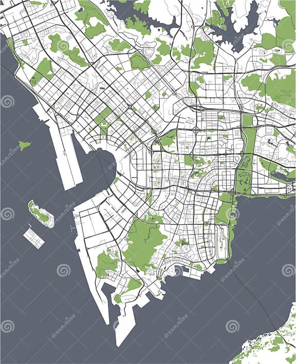 Map of the City of Shenzhen, China Stock Illustration - Illustration of ...