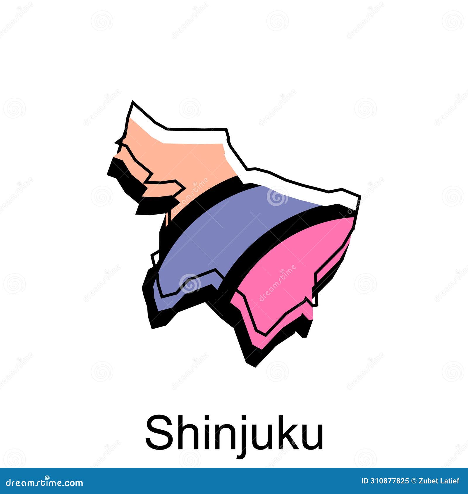 Shinjuku District Tokyo ,Japan Street Map ,vector Image | CartoonDealer ...