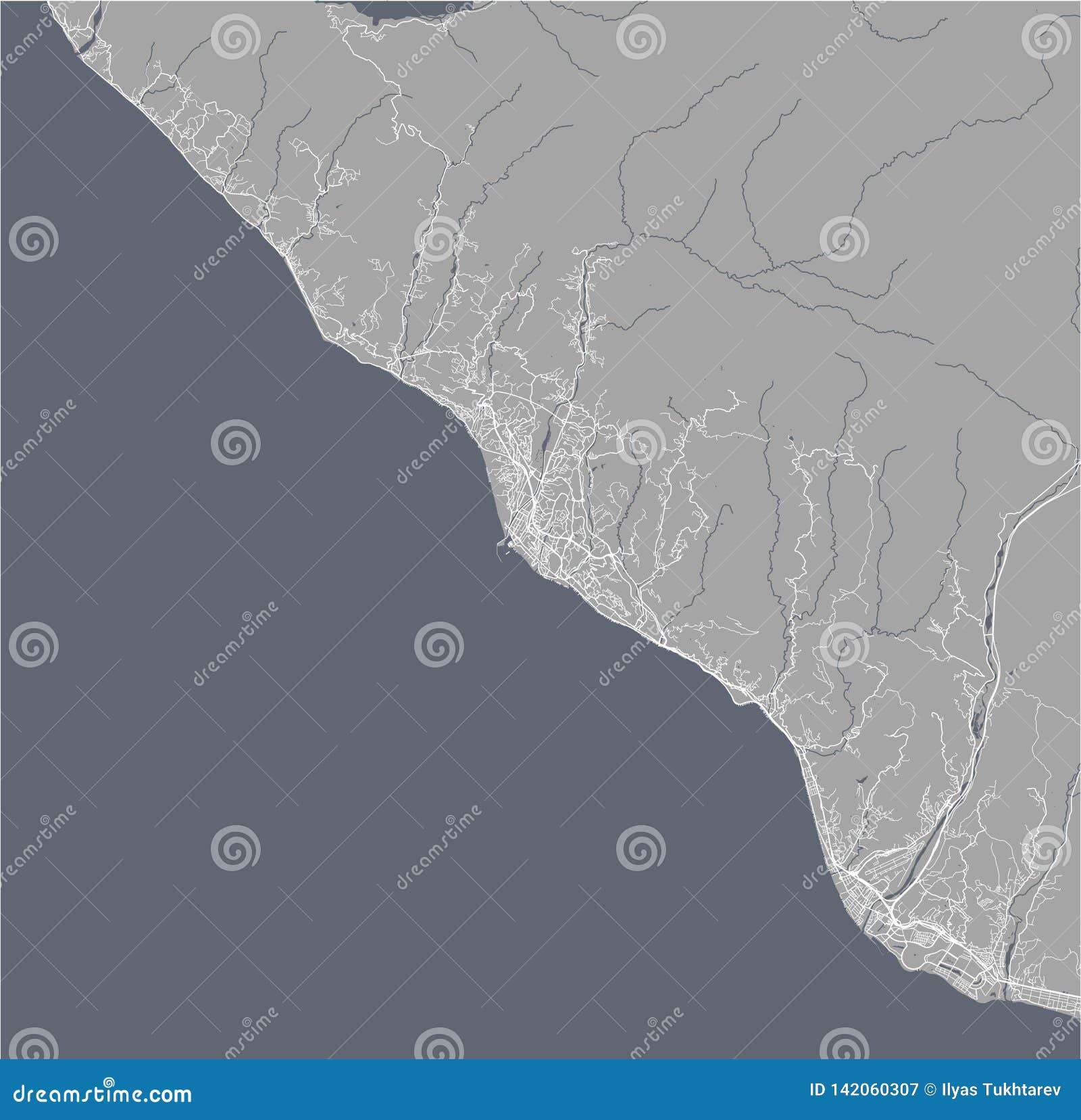 Map of the City of Sochi, Russia Stock Illustration - Illustration of ...