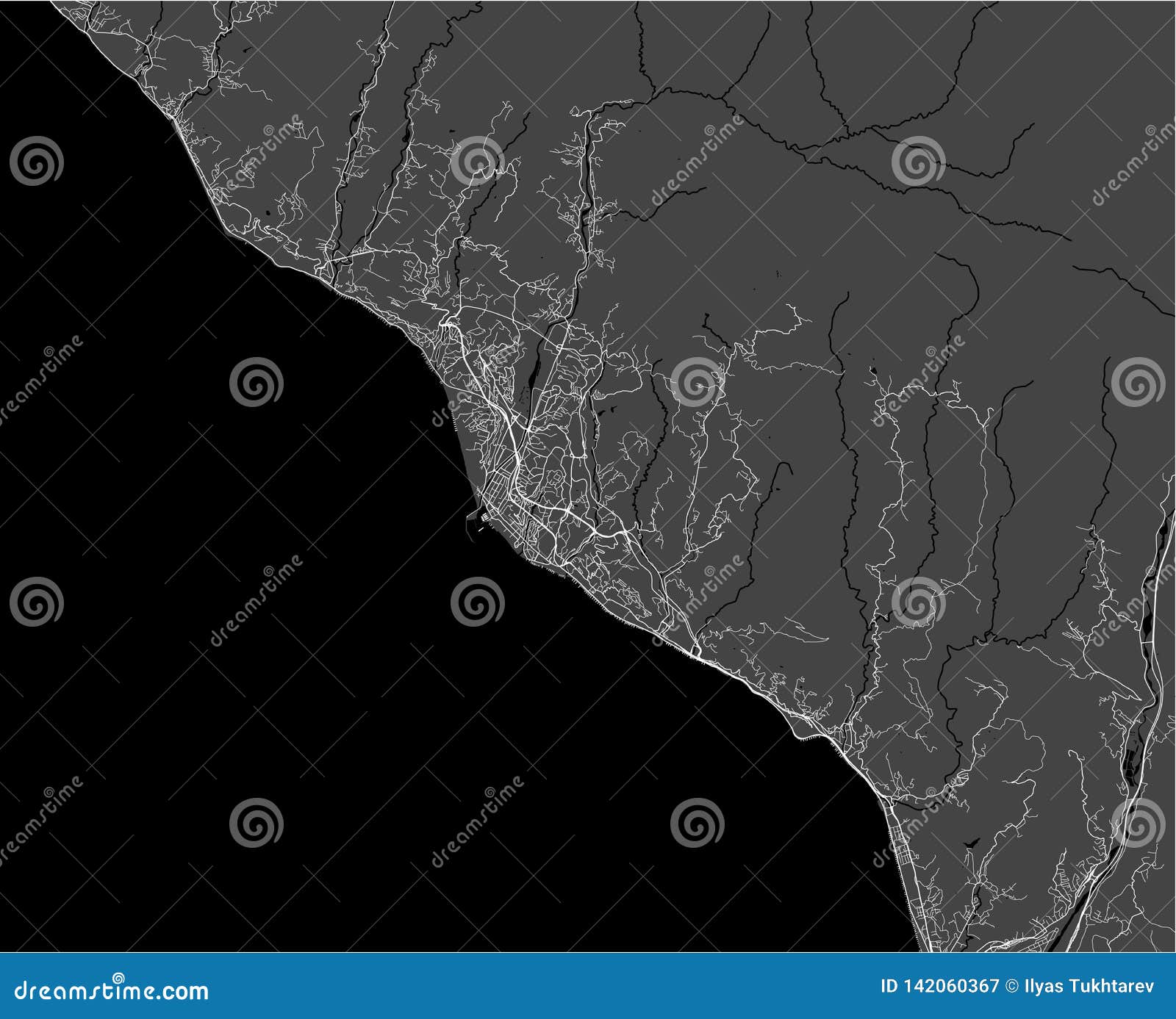 Map of the City of Sochi, Russia Stock Illustration - Illustration of ...