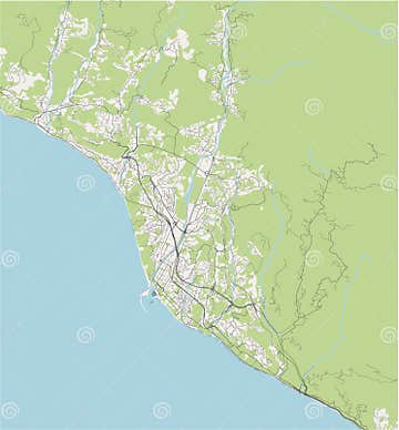 Map of the City of Sochi, Russia Stock Illustration - Illustration of ...