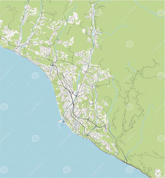 Map of the City of Sochi, Russia Stock Illustration - Illustration of ...
