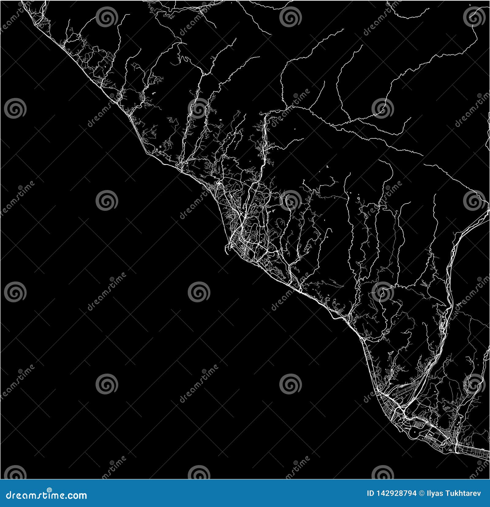 Map of the City of Sochi, Russia Stock Illustration - Illustration of ...