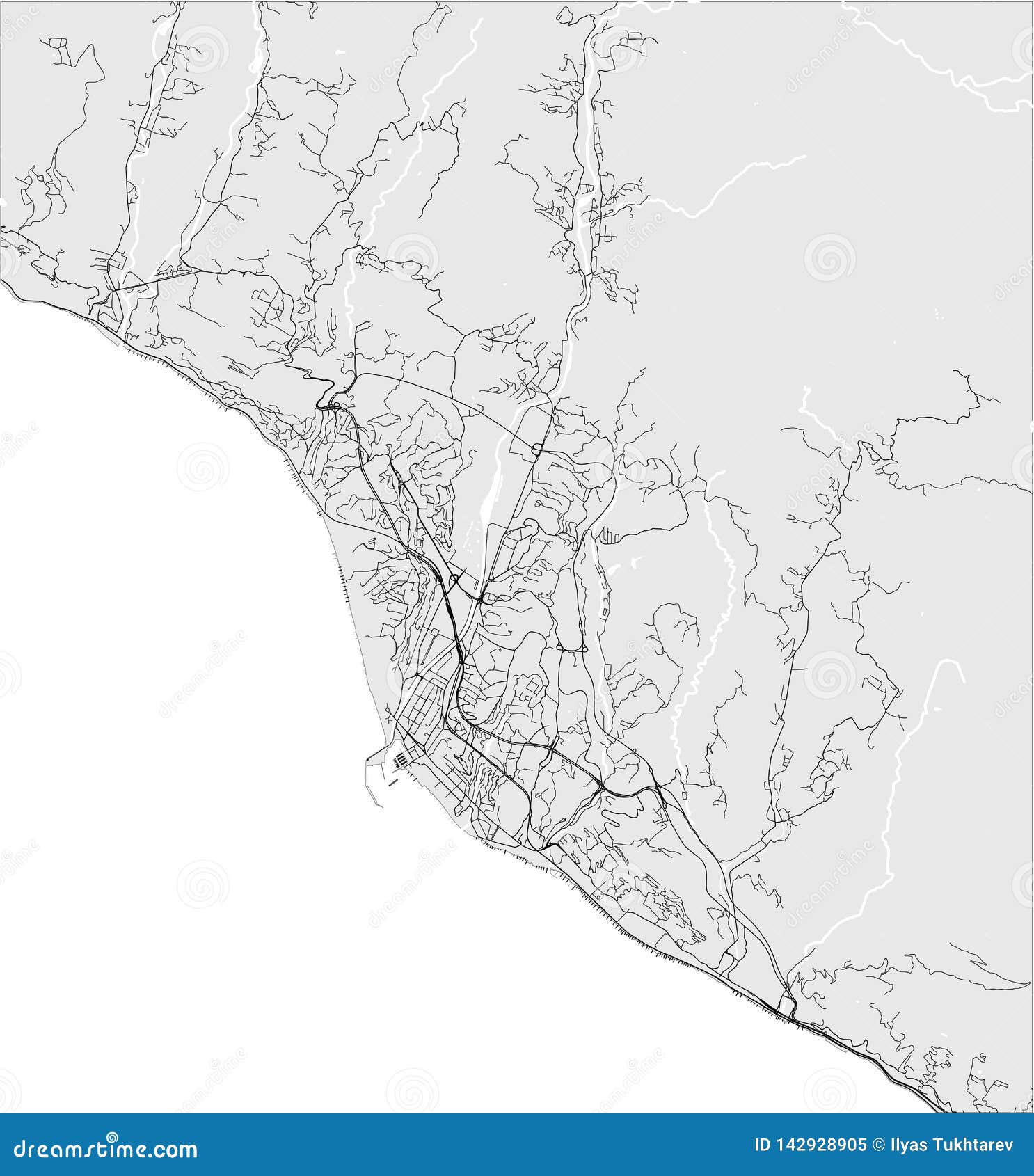Map of the City of Sochi, Russia Stock Illustration - Illustration of ...