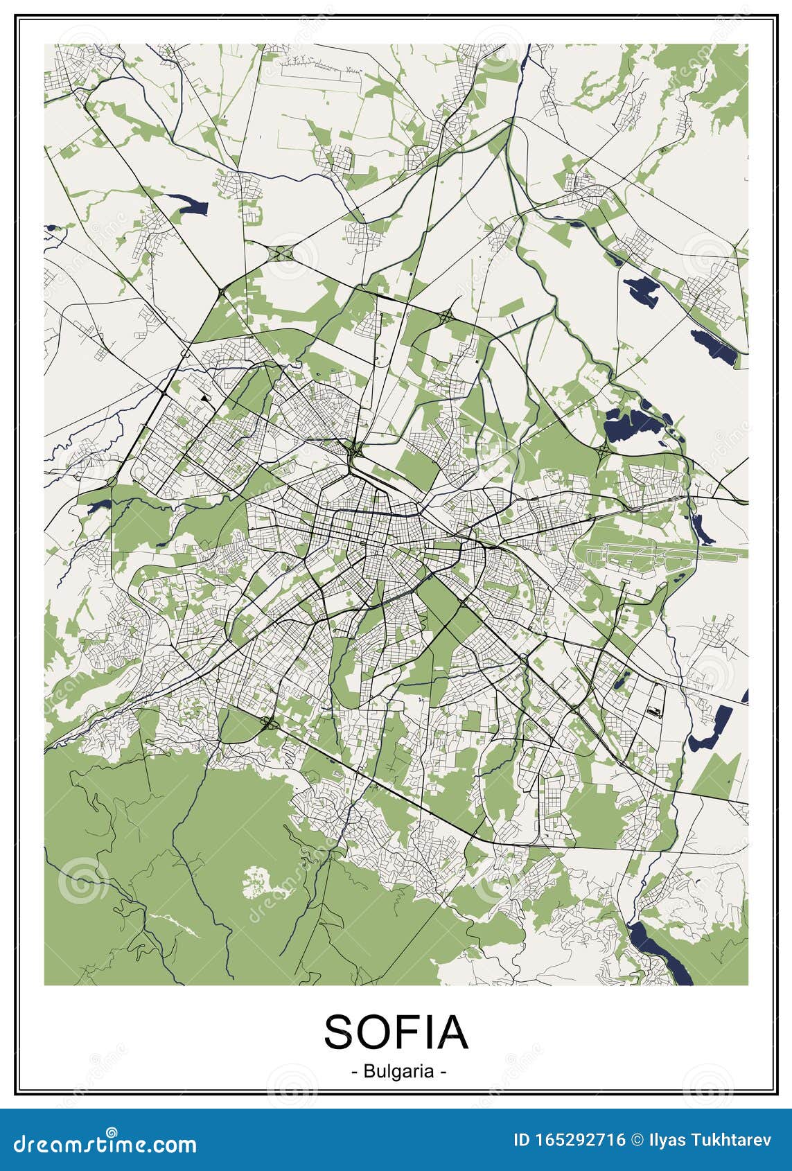 City Map Sofia, Travel Vector Poster Design | CartoonDealer.com #144678334