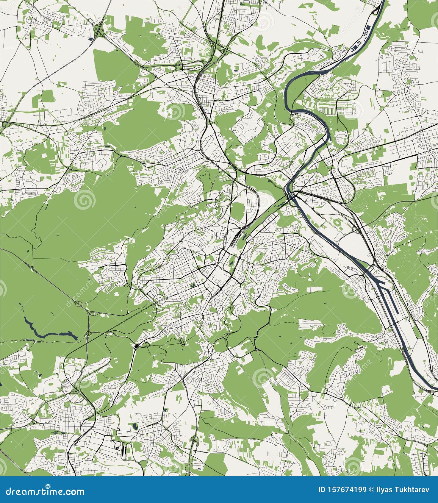 Map of the City of Stuttgart, Germany Stock Illustration - Illustration ...