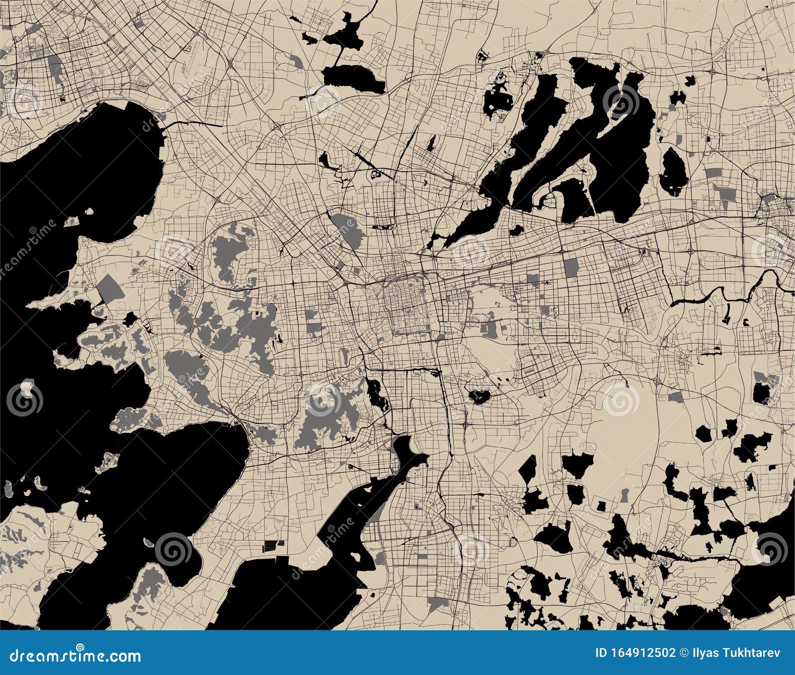 Suzhou China City Map In Retro Style In Golden Color. Outline Map ...