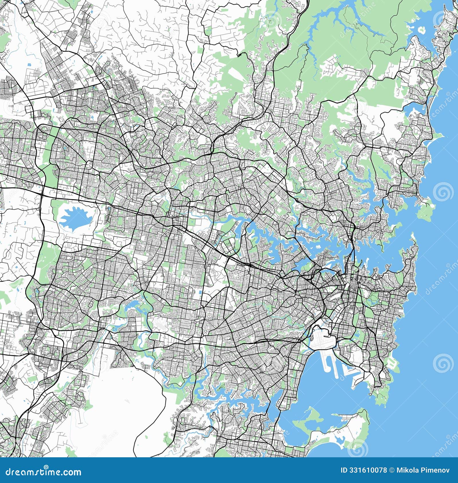 A Map of the City of Sydney. Stock Illustration - Illustration of ...