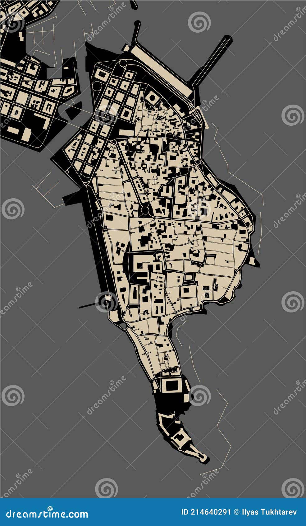 Syracuse Italy City Map In Black And White Color In Retro Style ...