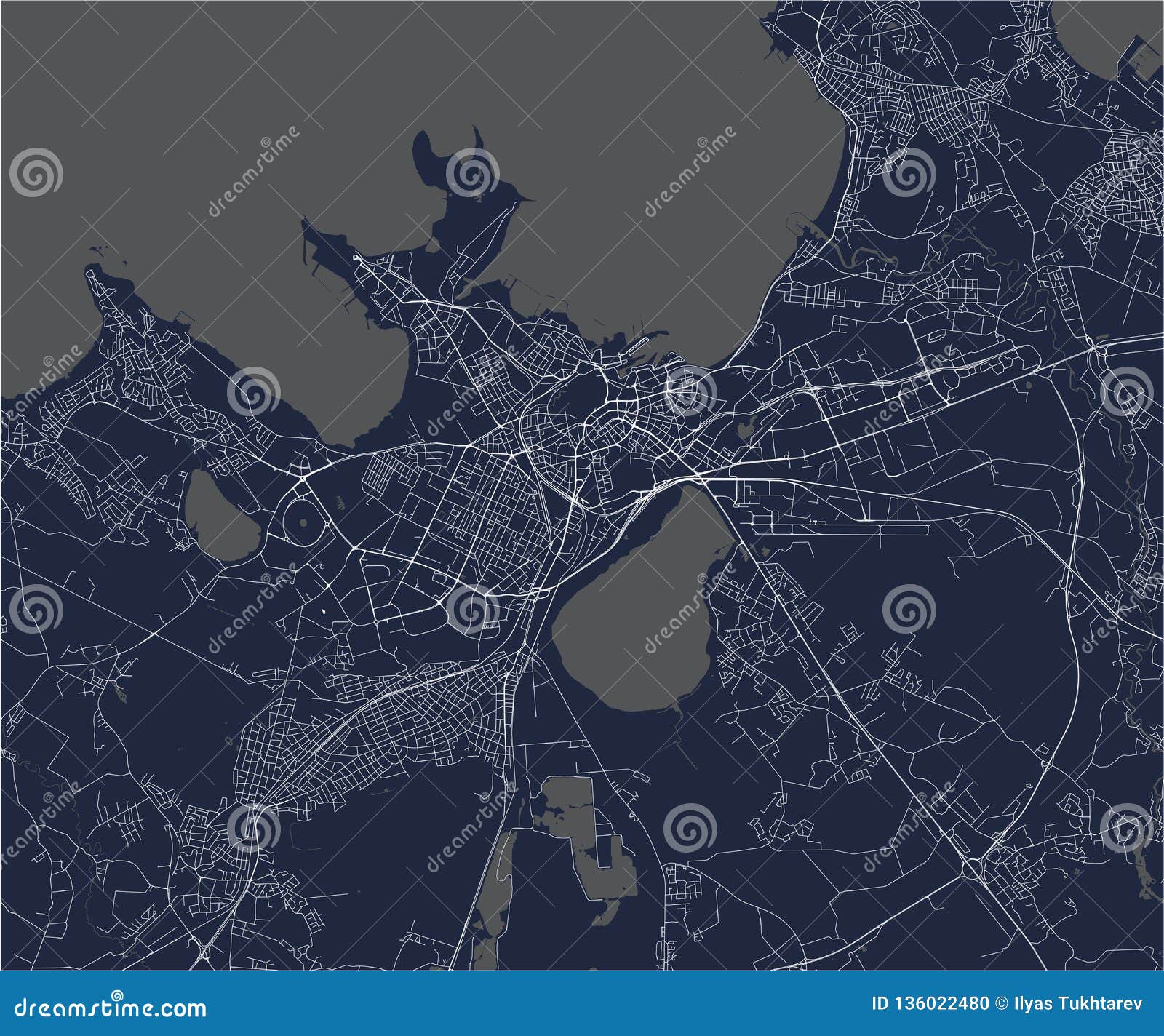 Map of the City of Tallinn, Estonia Stock Illustration - Illustration ...