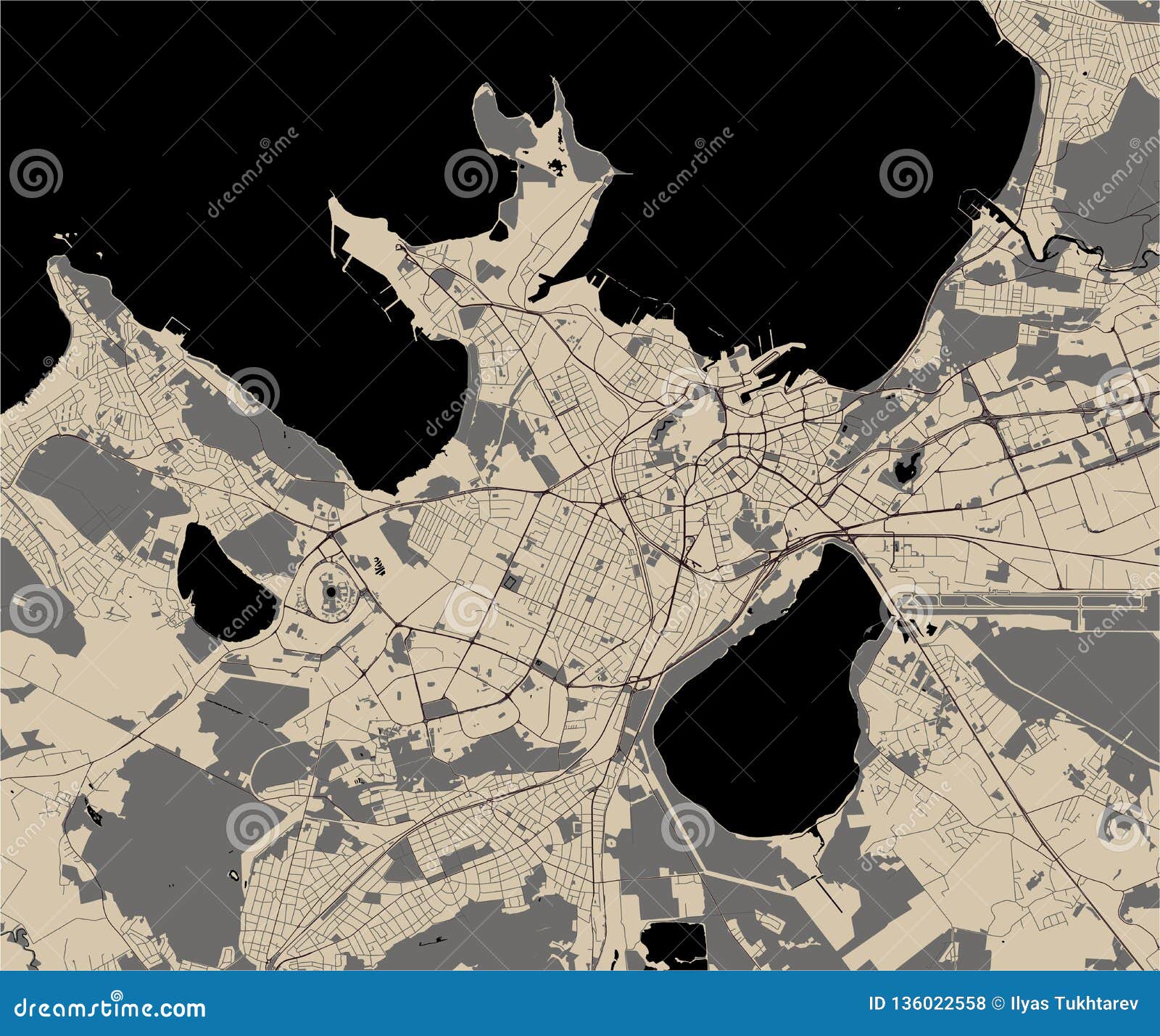 Map of the City of Tallinn, Estonia Stock Illustration - Illustration ...