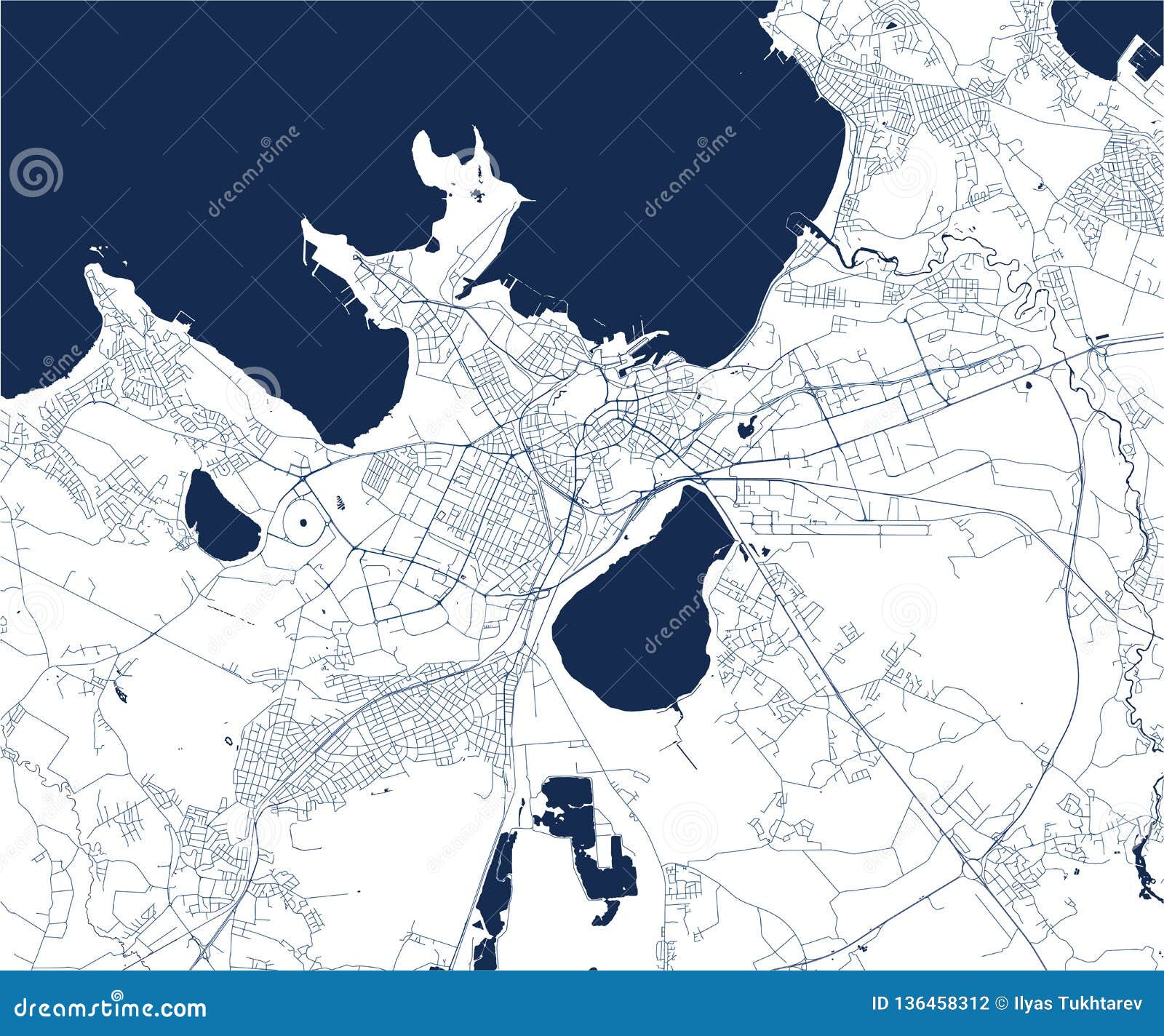 Map of the City of Tallinn, Estonia Stock Illustration - Illustration ...