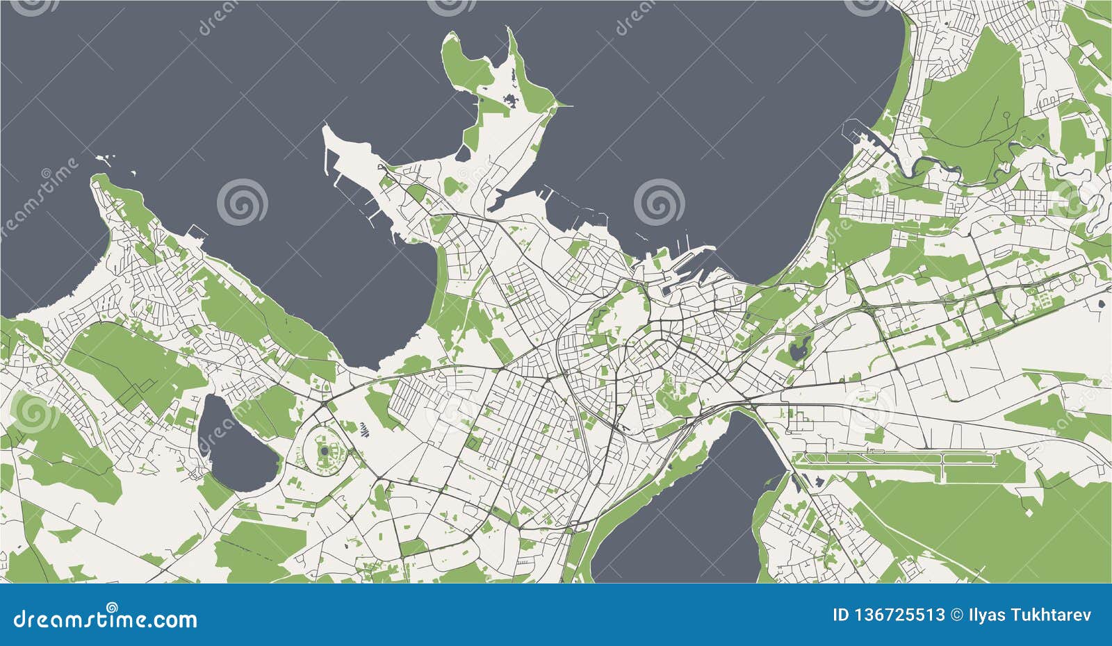 Map of the City of Tallinn, Estonia Stock Illustration - Illustration ...