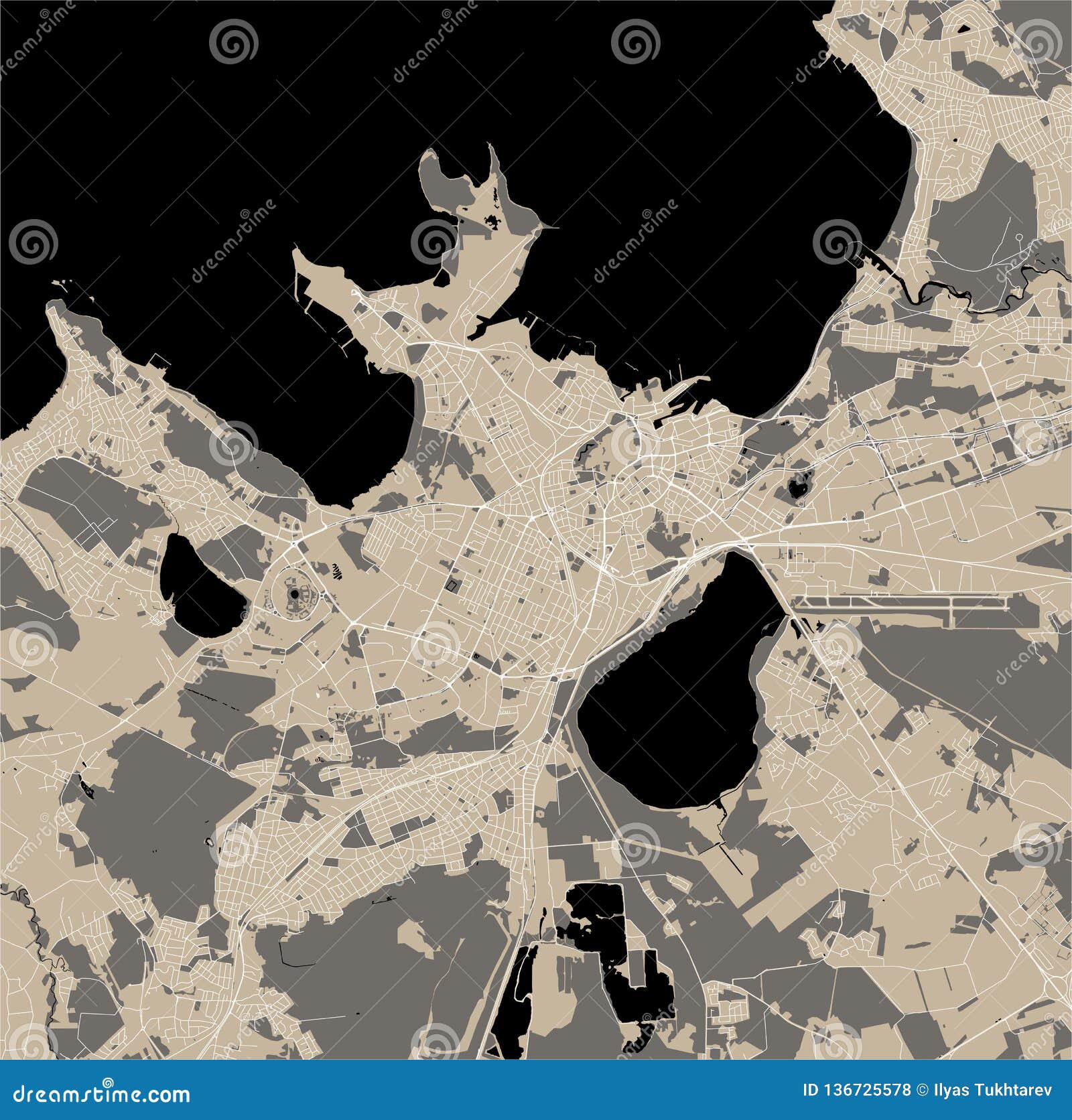 Map of the City of Tallinn, Estonia Stock Illustration - Illustration ...