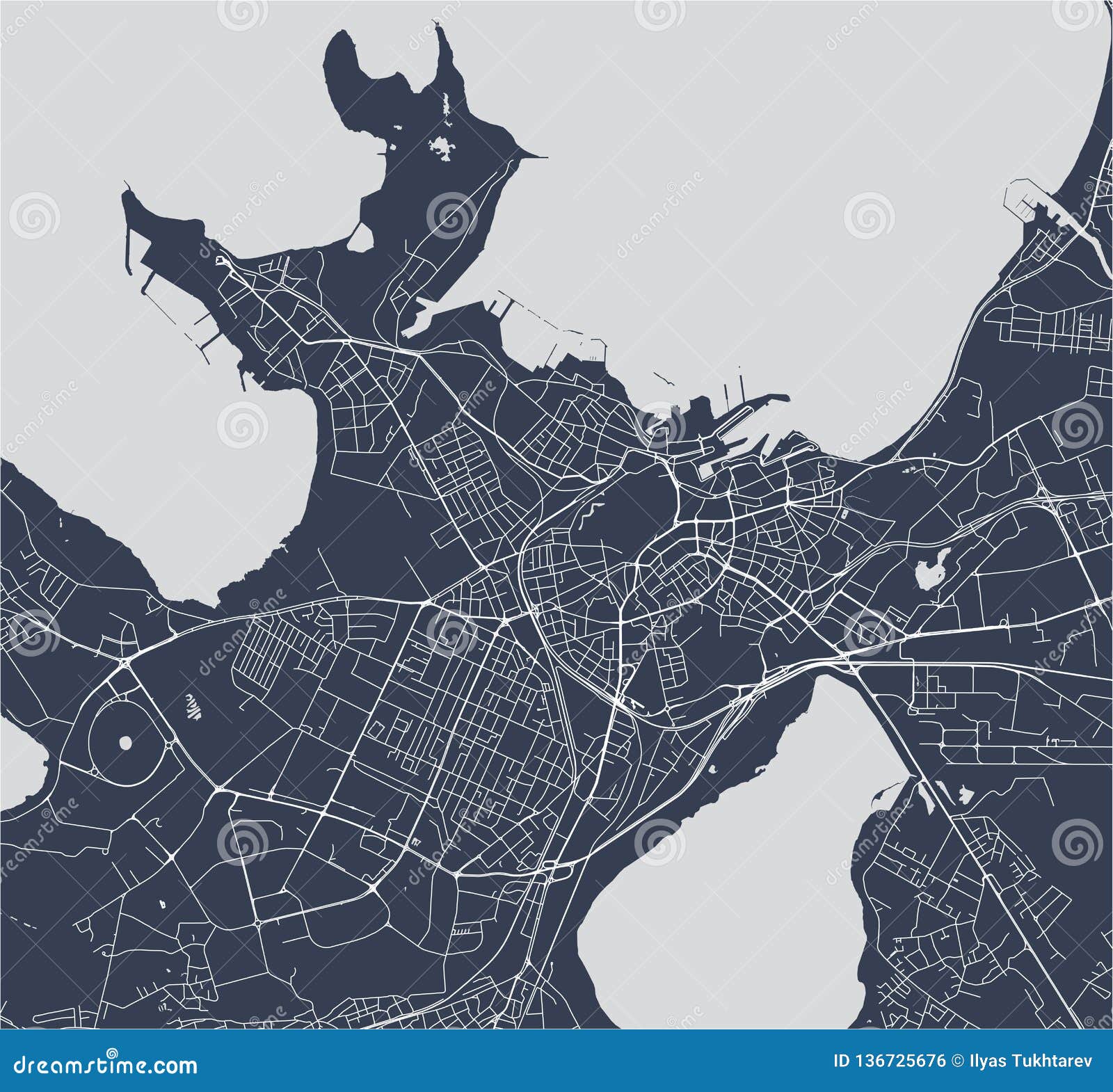 Map of the City of Tallinn, Estonia Stock Illustration - Illustration ...