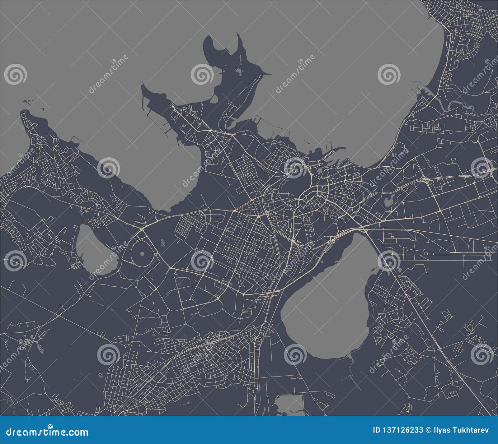 Map of the City of Tallinn, Estonia Stock Illustration - Illustration ...