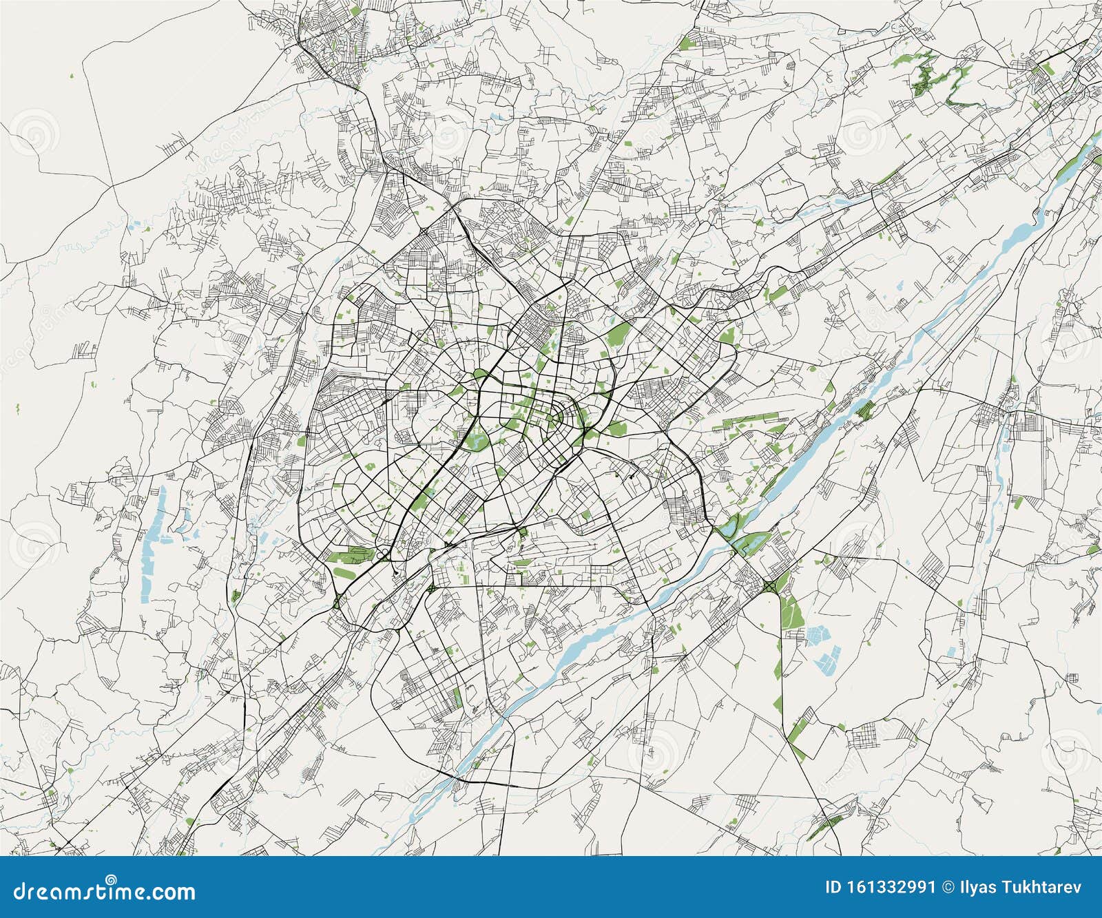 Map of the City of Tashkent, Uzbekistan Stock Illustration ...