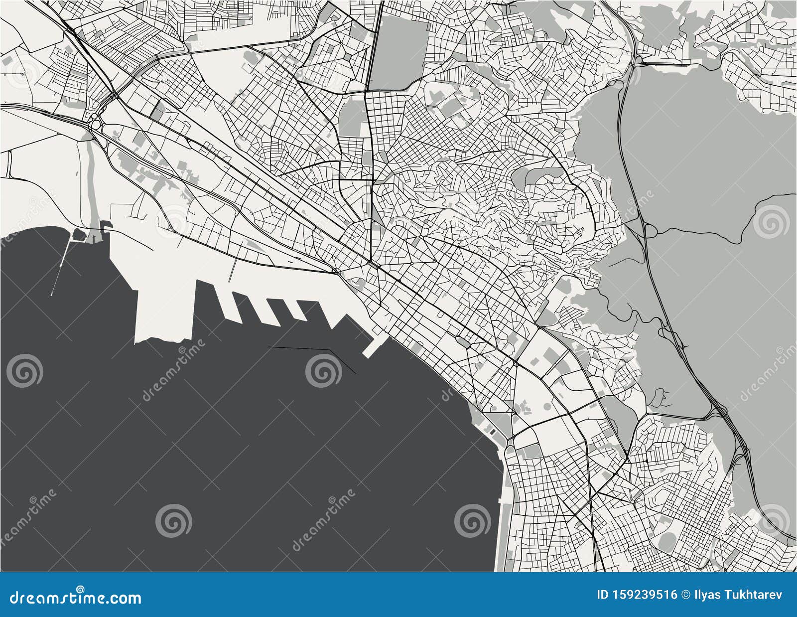Map of the City of Thessaloniki, Greece Stock Illustration ...