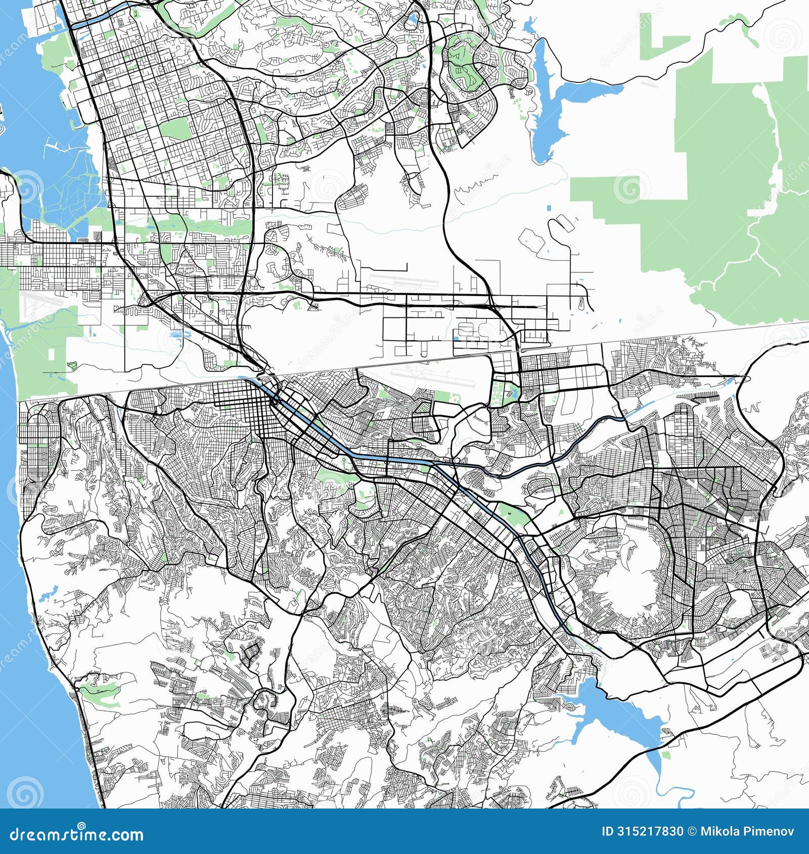 Map of the City of Tijuana. Stock Illustration - Illustration of ...