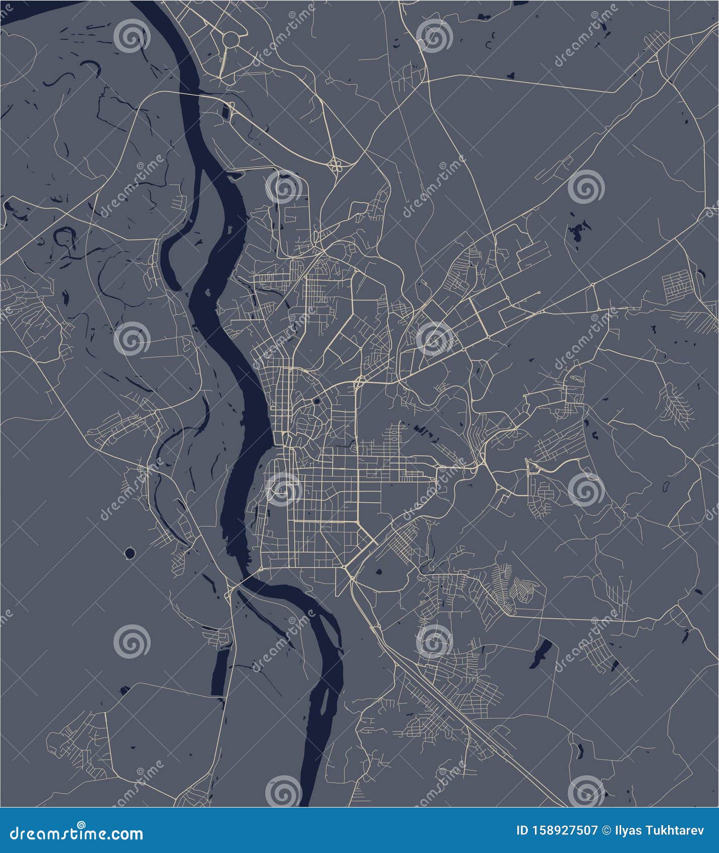Map of the City of Tomsk, Russia Stock Illustration - Illustration of ...