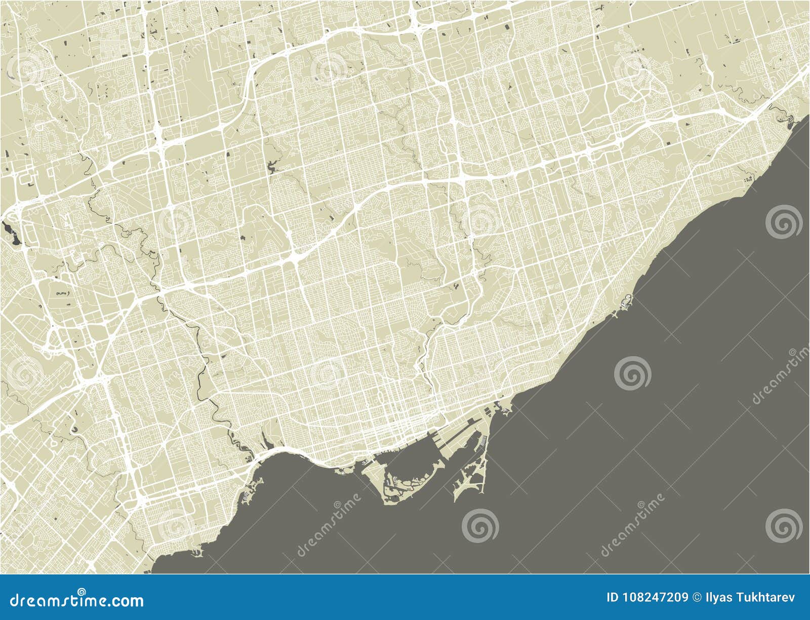 Map of the City of Toronto, Canada Stock Vector - Illustration of ...
