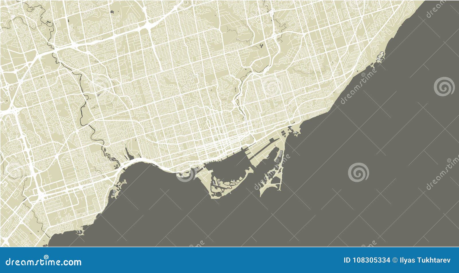 Map of the City of Toronto, Canada Stock Vector - Illustration of ...