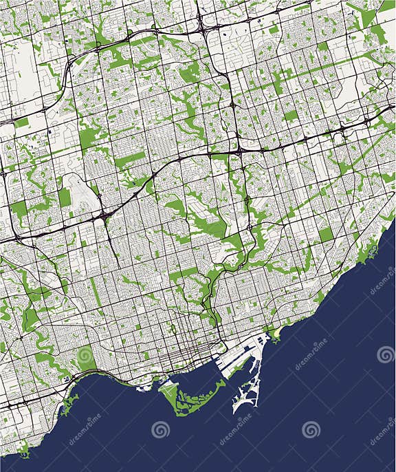 Map of the City of Toronto, Canada Stock Vector - Illustration of scale ...