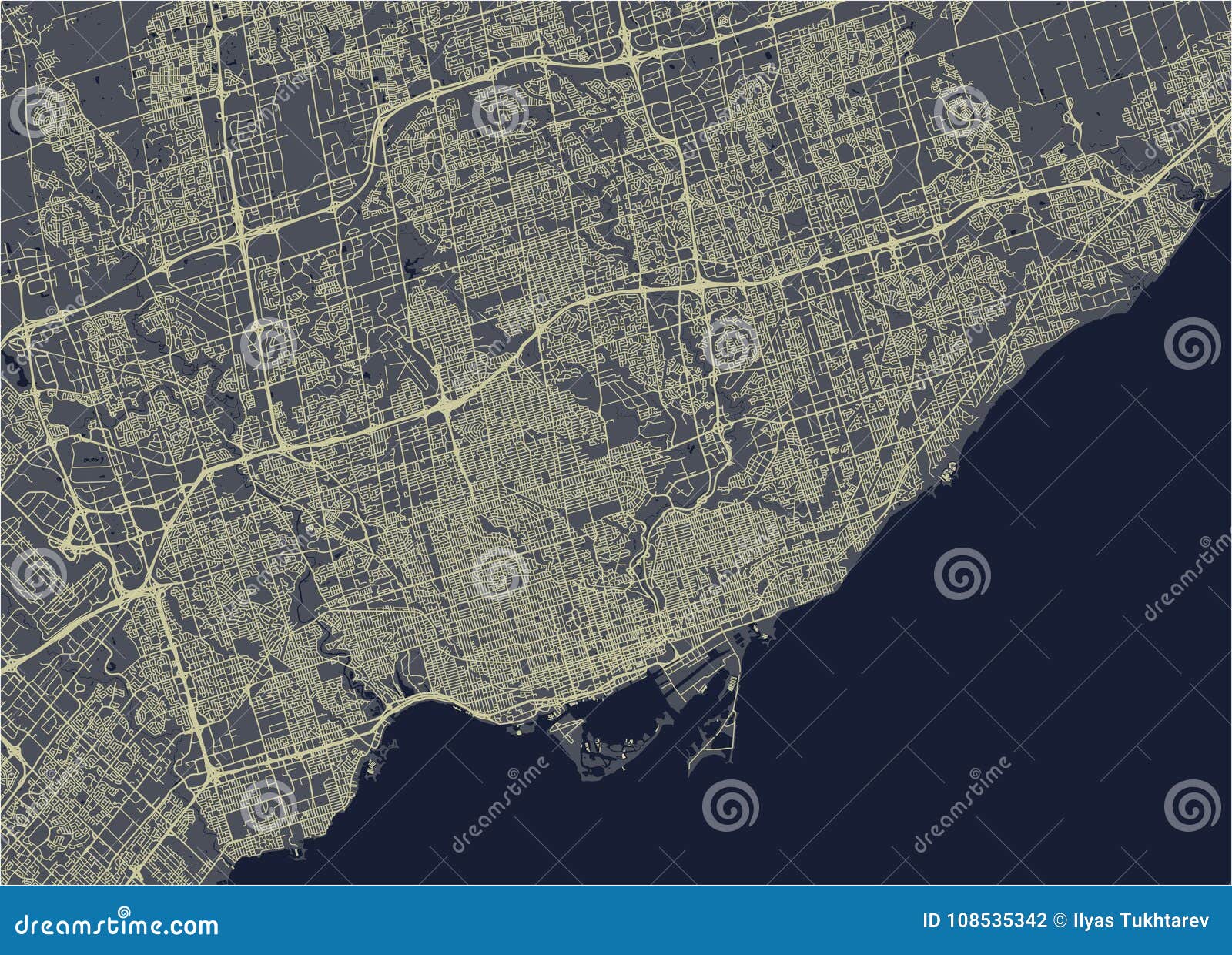 Map of the City of Toronto, Canada Stock Vector - Illustration of park ...