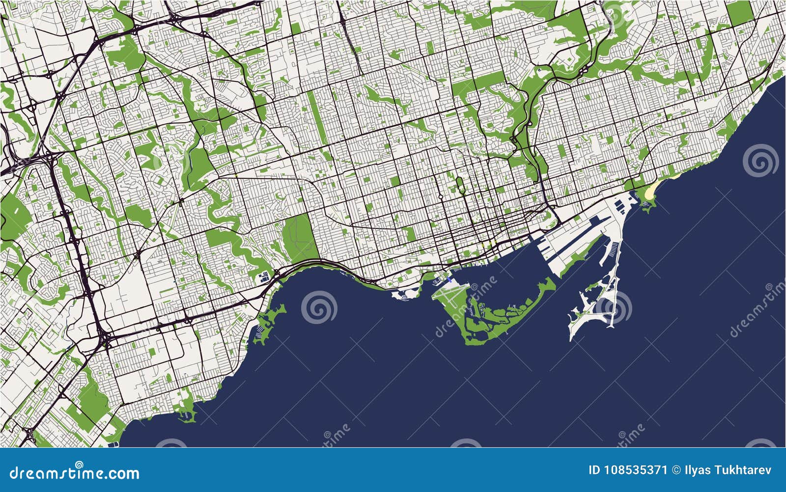 Map of the City of Toronto, Canada Stock Vector - Illustration of park ...