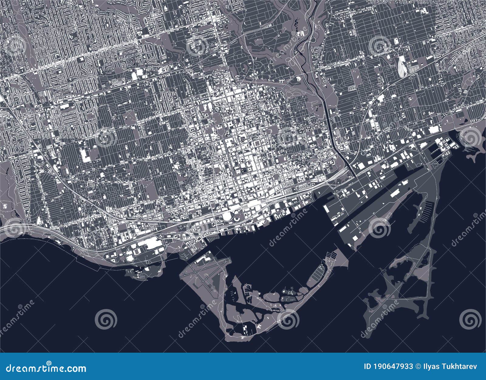 Map of the City of Toronto, Canada Stock Vector - Illustration of area ...