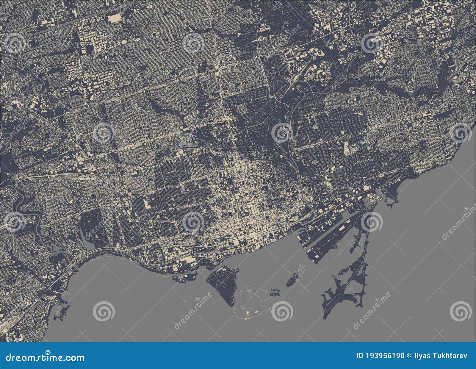 Map of the City of Toronto, Canada Stock Vector - Illustration of atlas ...