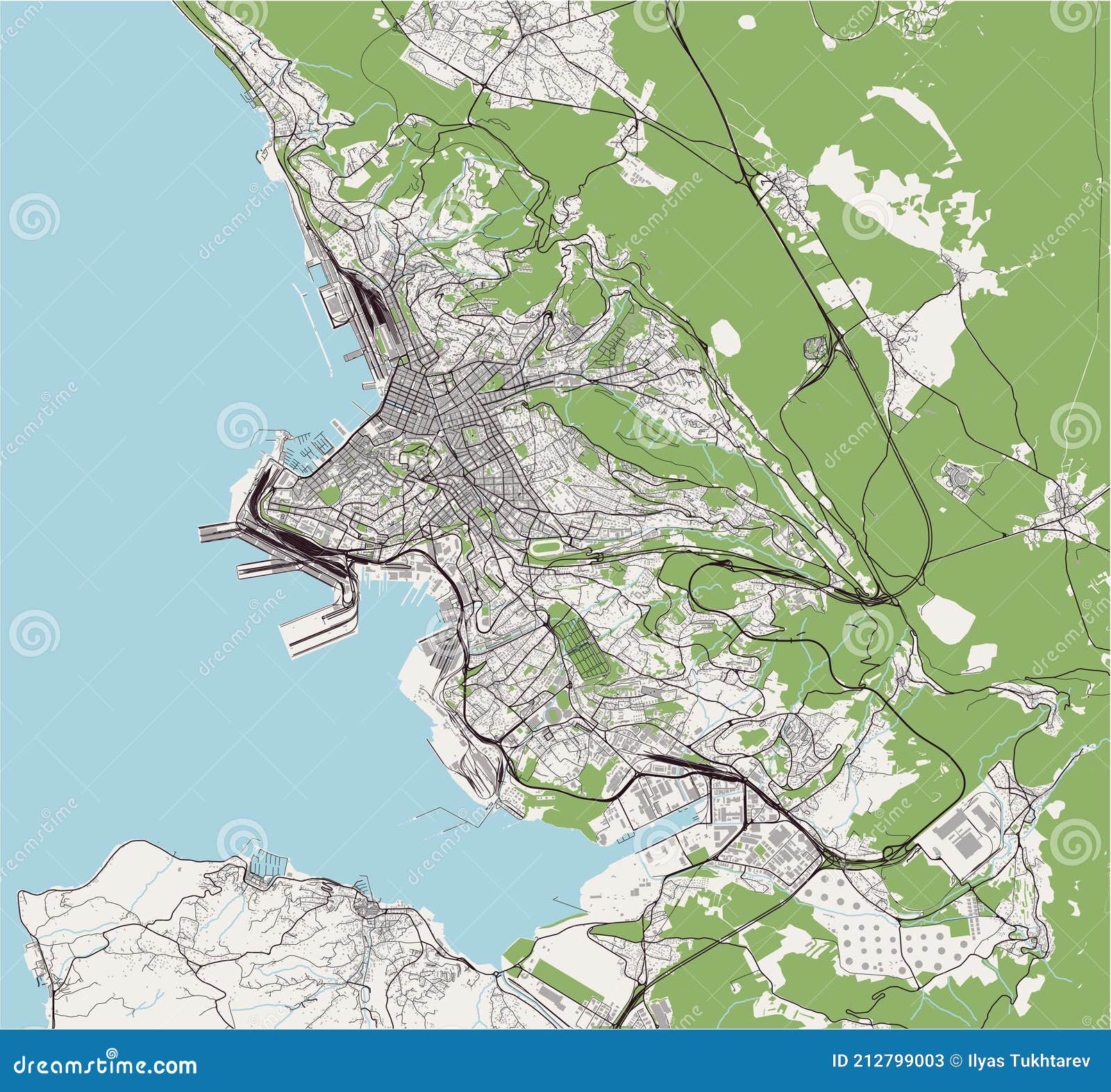 Map of the City of Trieste, Italy Stock Vector - Illustration of ...
