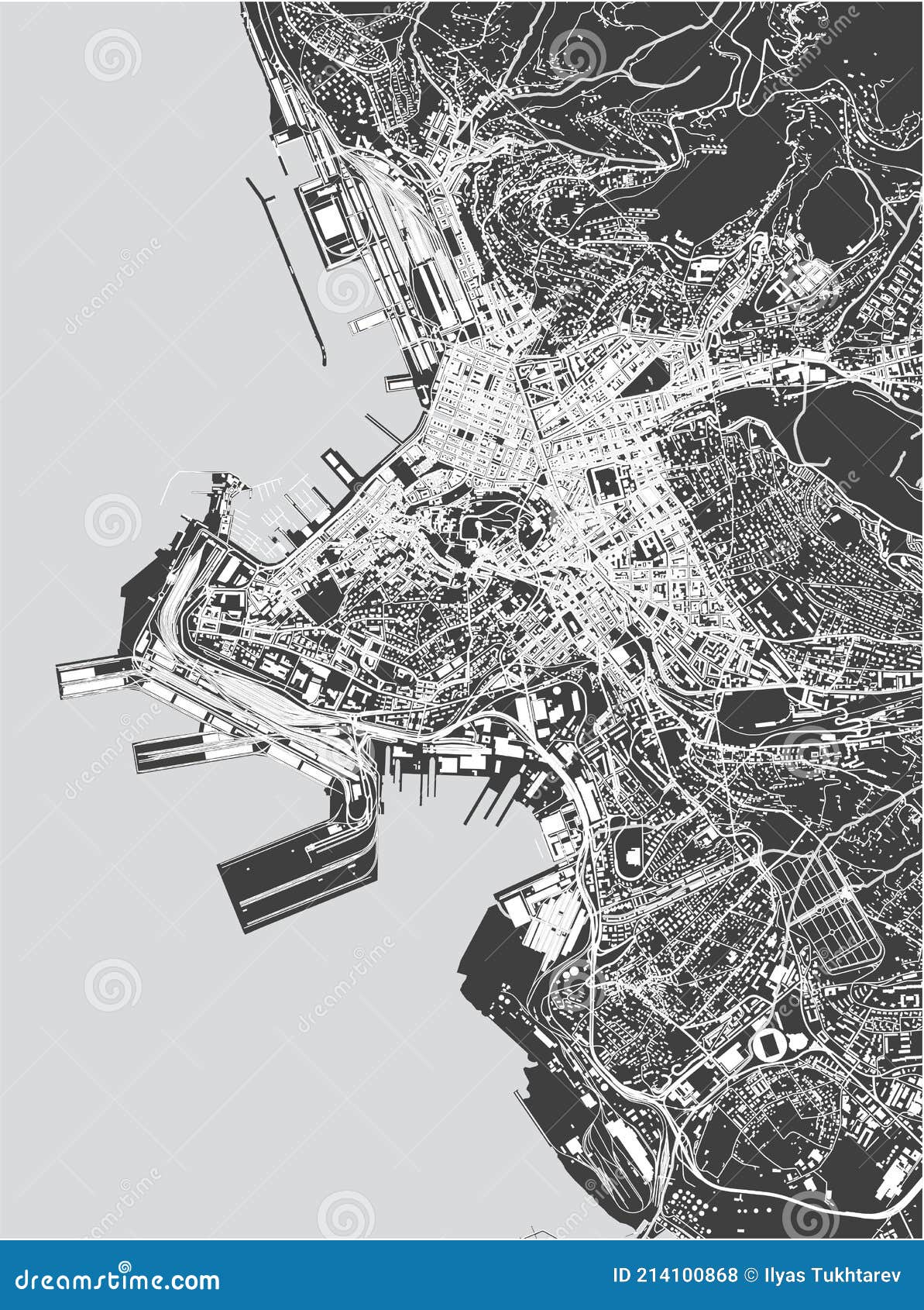 Map of the City of Trieste, Italy Stock Vector - Illustration of ...