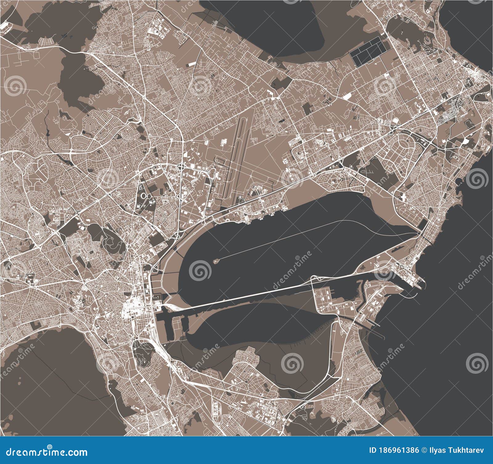 Map of the City of Tunis, Tunisia Stock Vector - Illustration of ...
