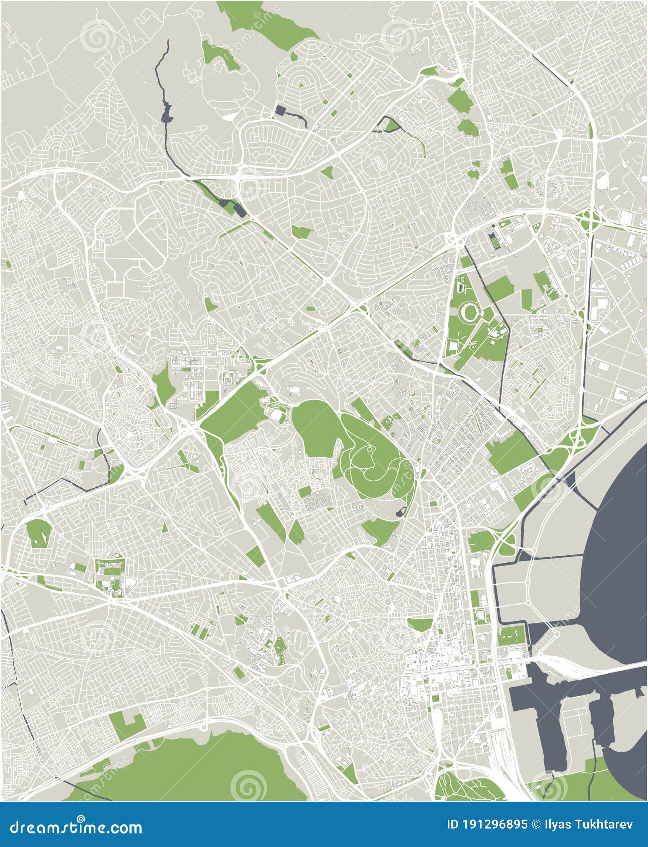 Map of the City of Tunis, Tunisia Stock Vector - Illustration of ...