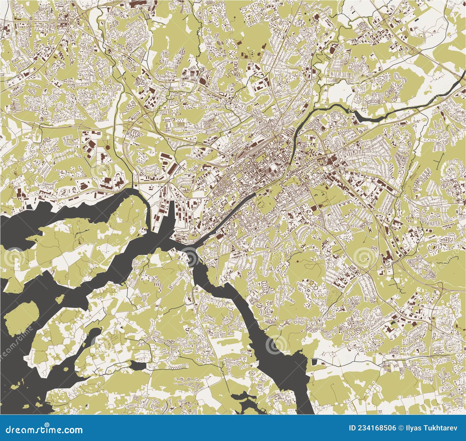 Map of the City of Turku, Finland Stock Illustration - Illustration of ...